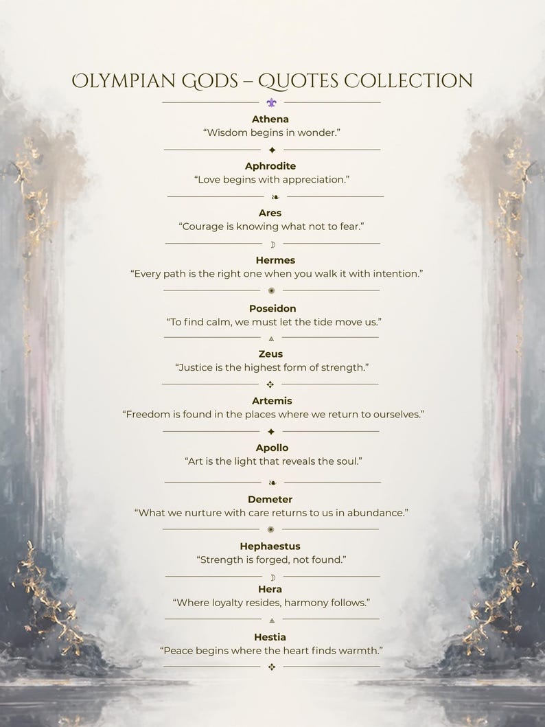 Olympian Gods 2026 Calendar | Greek Mythology Art (digital Download) - Etsy