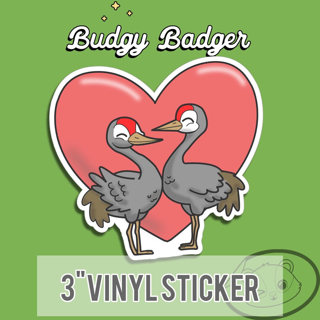 Sandhill Crane Love Birds Sticker, Cartoon Couple Vinyl Decal (3") - Etsy