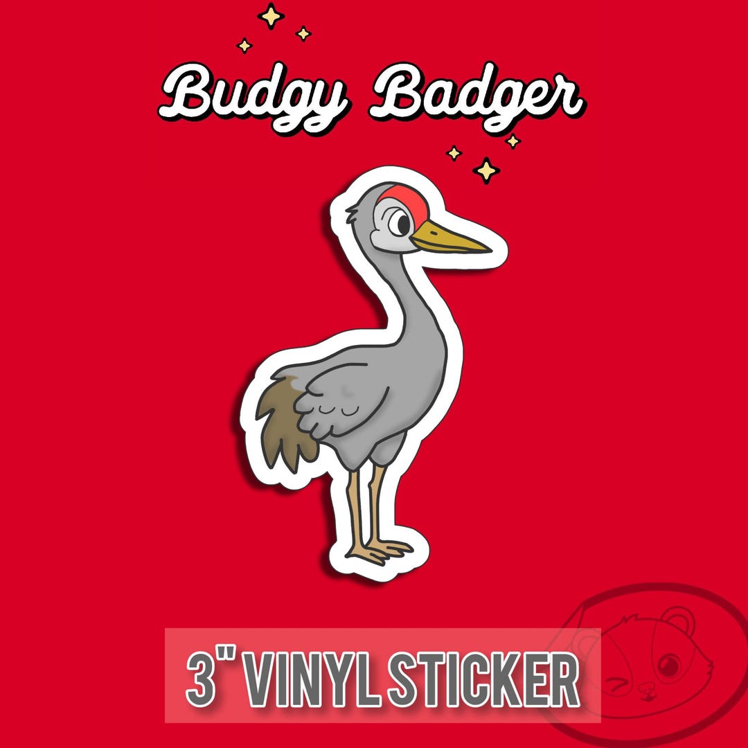 Sandhill Crane Sticker: Laminated, Water Proof, 3" Glossy Cartoon Bird ...