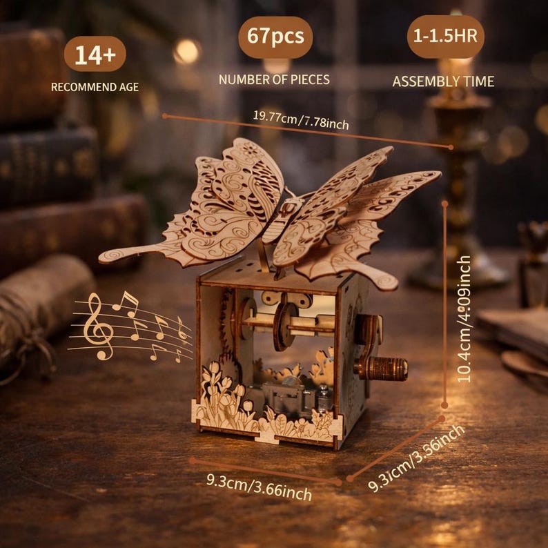 3D Wooden Butterfly Music Box Puzzle – "you Are My Sunshine" DIY Model ...