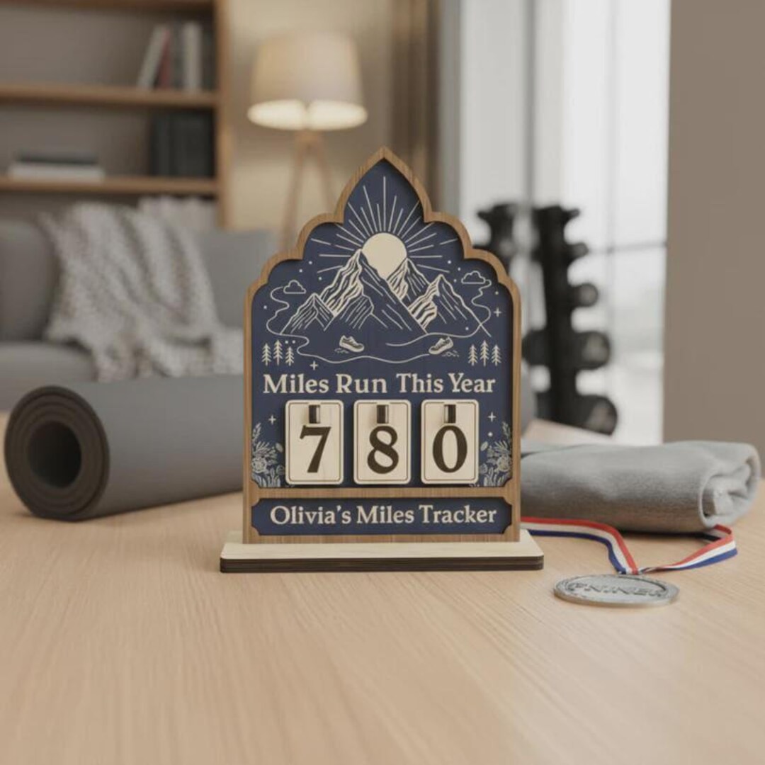 Personalized Miles Running Tracker | Wooden Running Mileage Sign ...