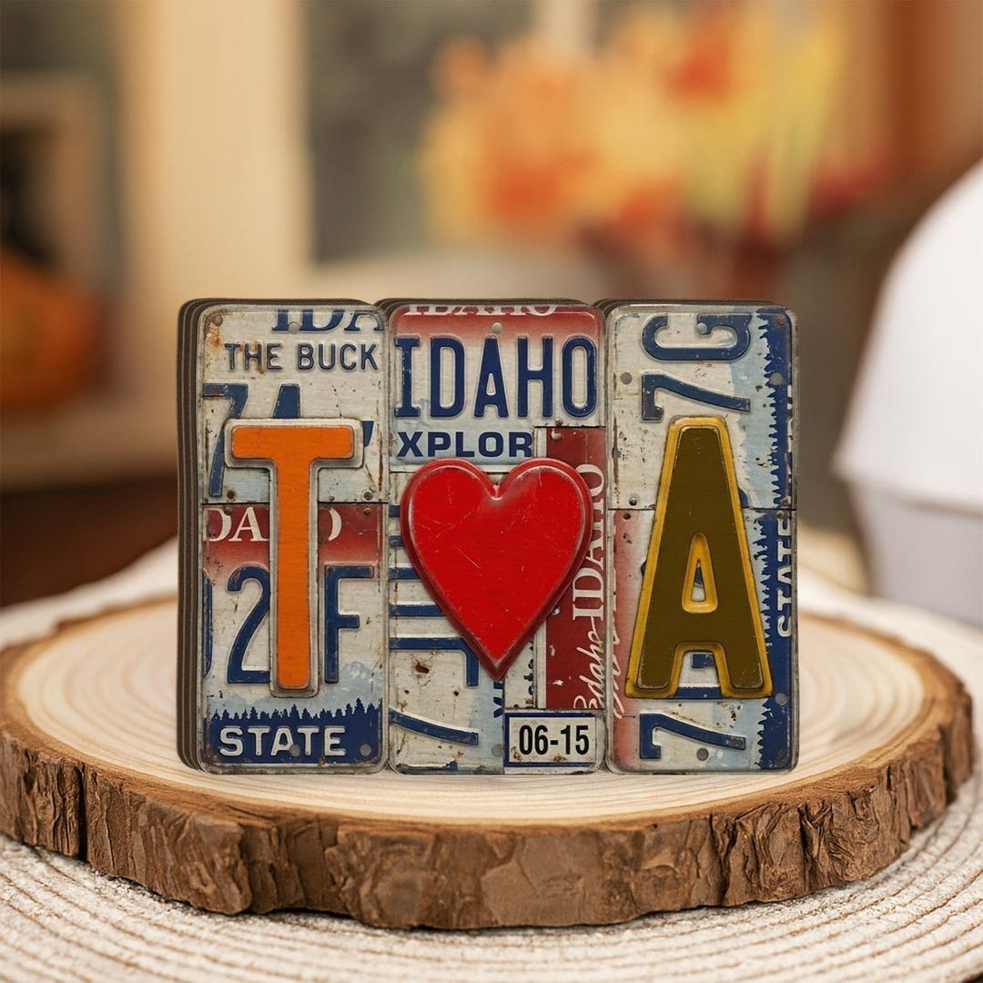 License Plate Art Block, Rustic Wood Sign, State Pride Decor - Etsy