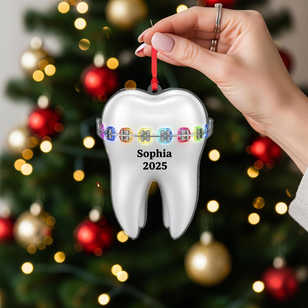 Personalized Acrylic Tooth Ornament: Braces Design, Dentist Gift - Etsy
