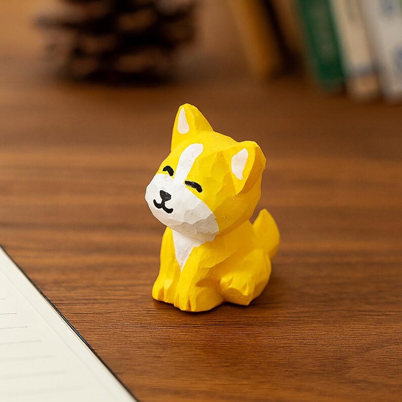 Hand-carved Wooden Puppy Figurine – Desk Decor Animal Ornament - Etsy