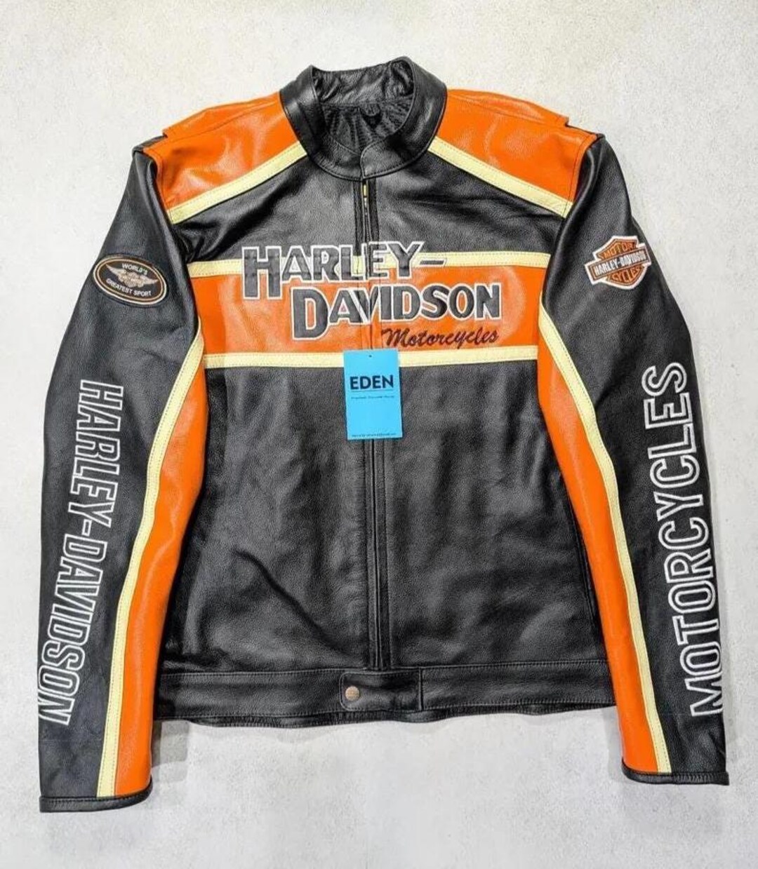 Harley Davidson Motorcycles Leather Jacket HD Classic Cruiser Biker ...
