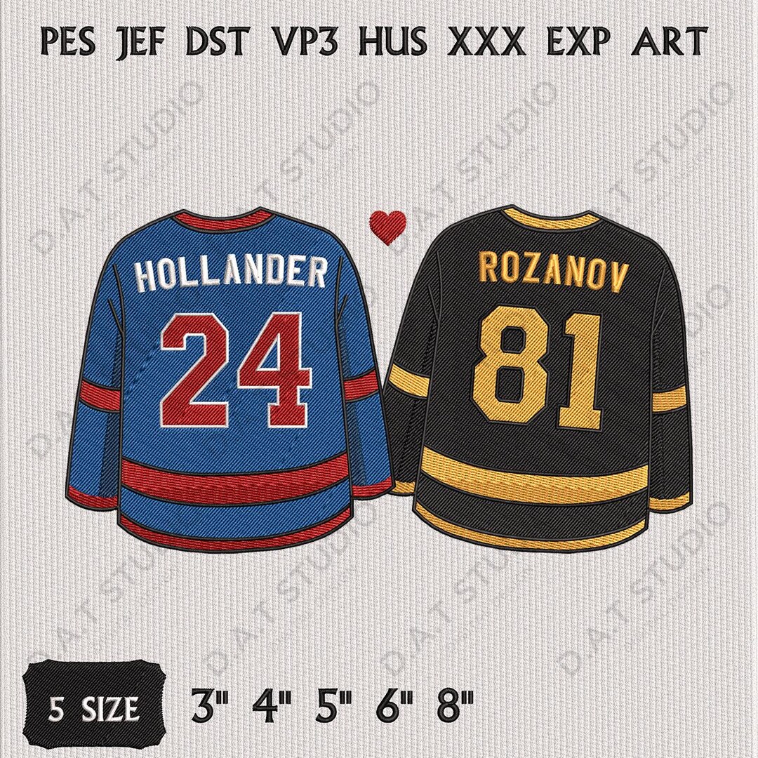 Embroidered Hockey Jersey Couple Design Hollander 24 Rozanov 81 Love ...