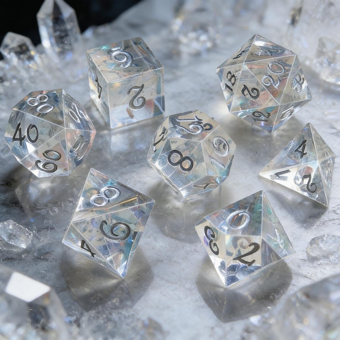 7-piece Polyhedral Transparent Resin Dice Set | Color-light Refracting ...