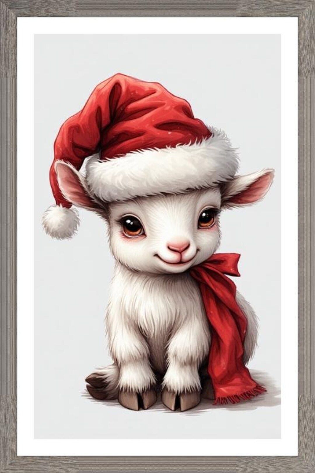 Christmas Wall Art - Goat - Santa Hat - Etsy