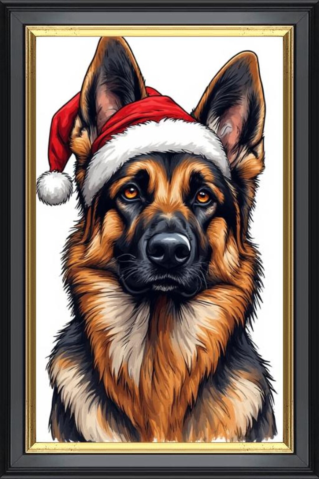 Christmas Wall Art - German Shepard - Santa Hat - Etsy