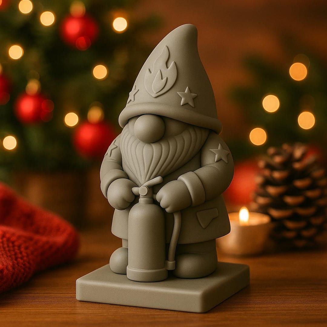 STL File Firefighter Gnome Figurine | 3D Printable Christmas Decor ...