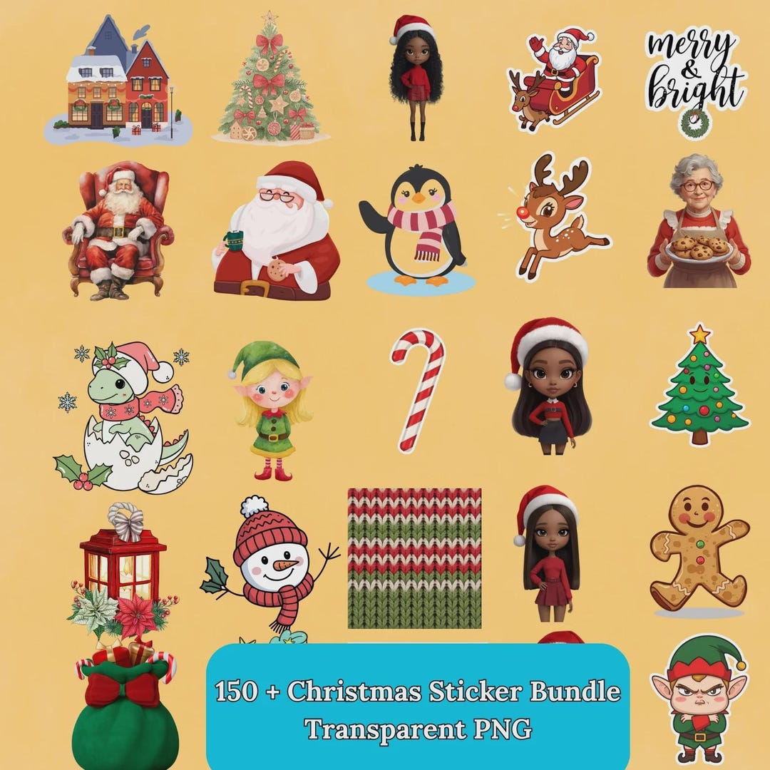 150+ Christmas Digital Stickers, Goodnotes Planner, Scrapbook (PNG) - Etsy