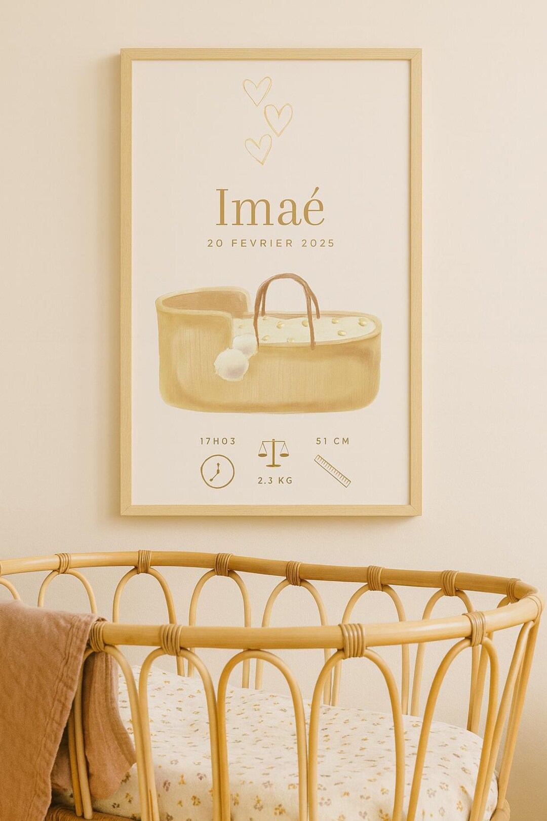 Personalized Birth Wall Poster With Cradle Motif - Etsy