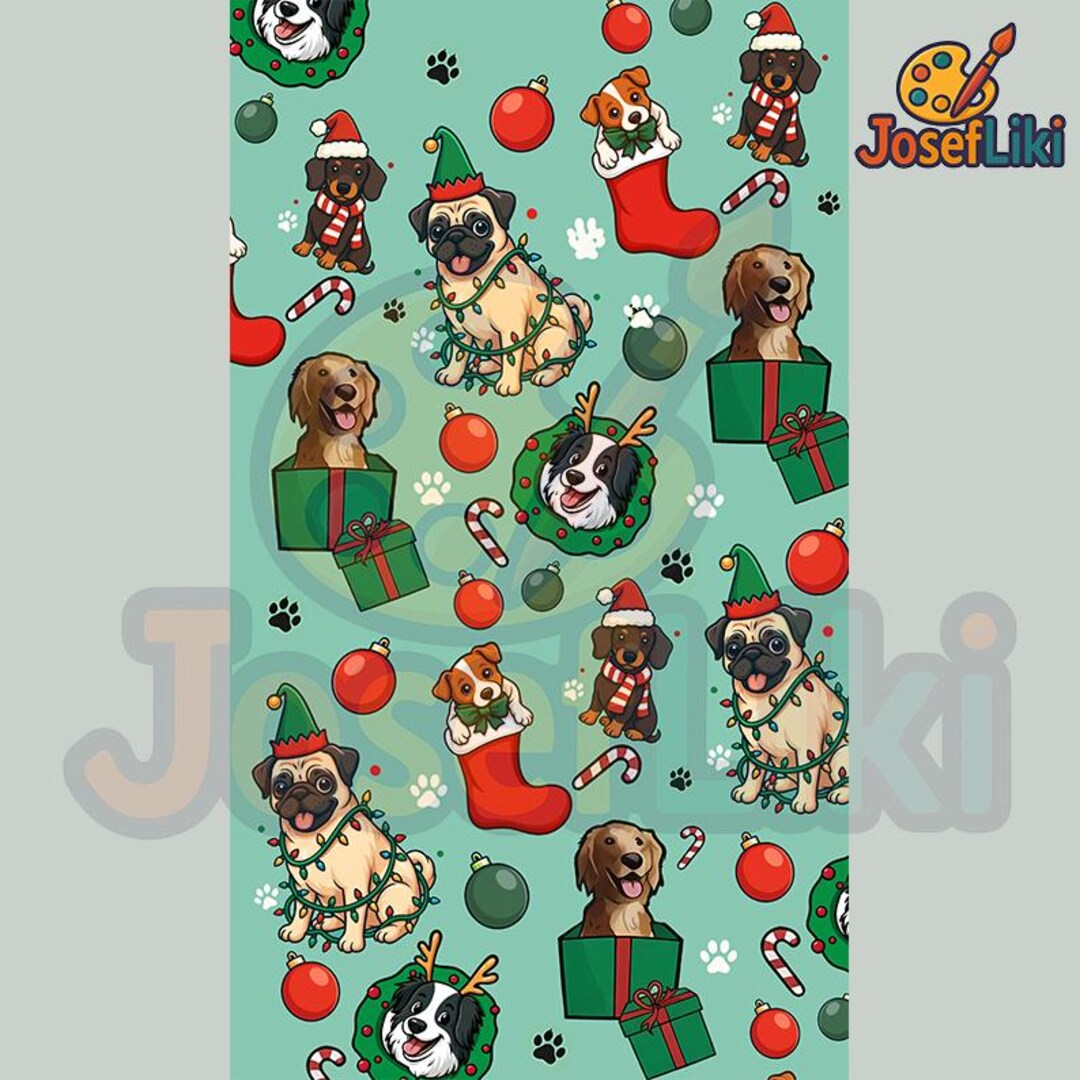 Cute Christmas Dog Pattern PNG | Seamless Holiday Puppy Background ...