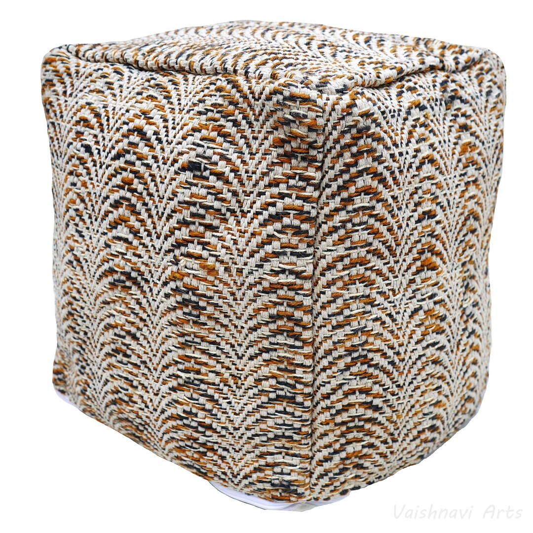 Jute Ottoman Pouf, Crochet Jute Pouffe, Modern Jute Pouf, Moroccan Pouf ...