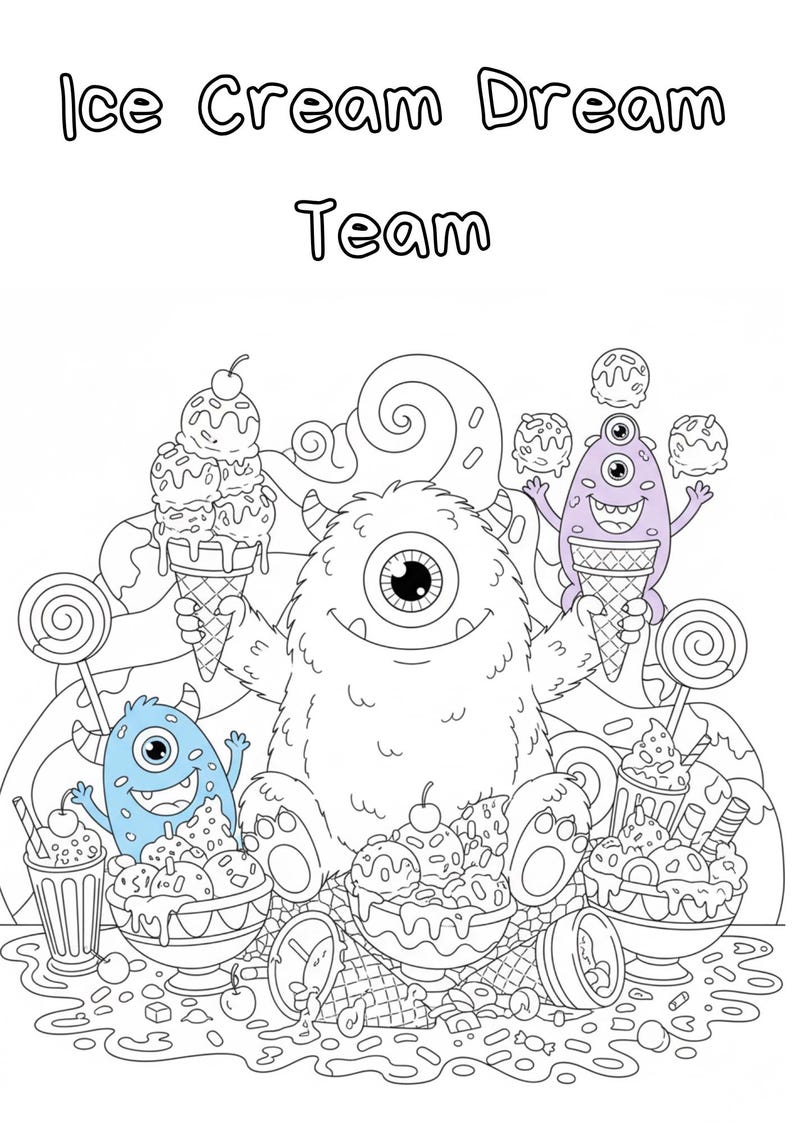 Happy Monsters Coloring Page Printable Halloween Activity for Kids ...