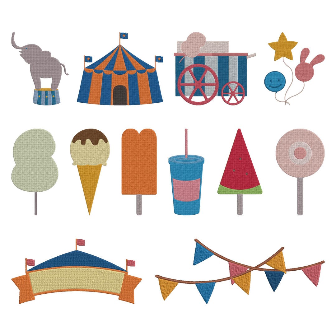 Circus Carnival Fair Embroidery Design, Carnival Fair Circus Machine ...
