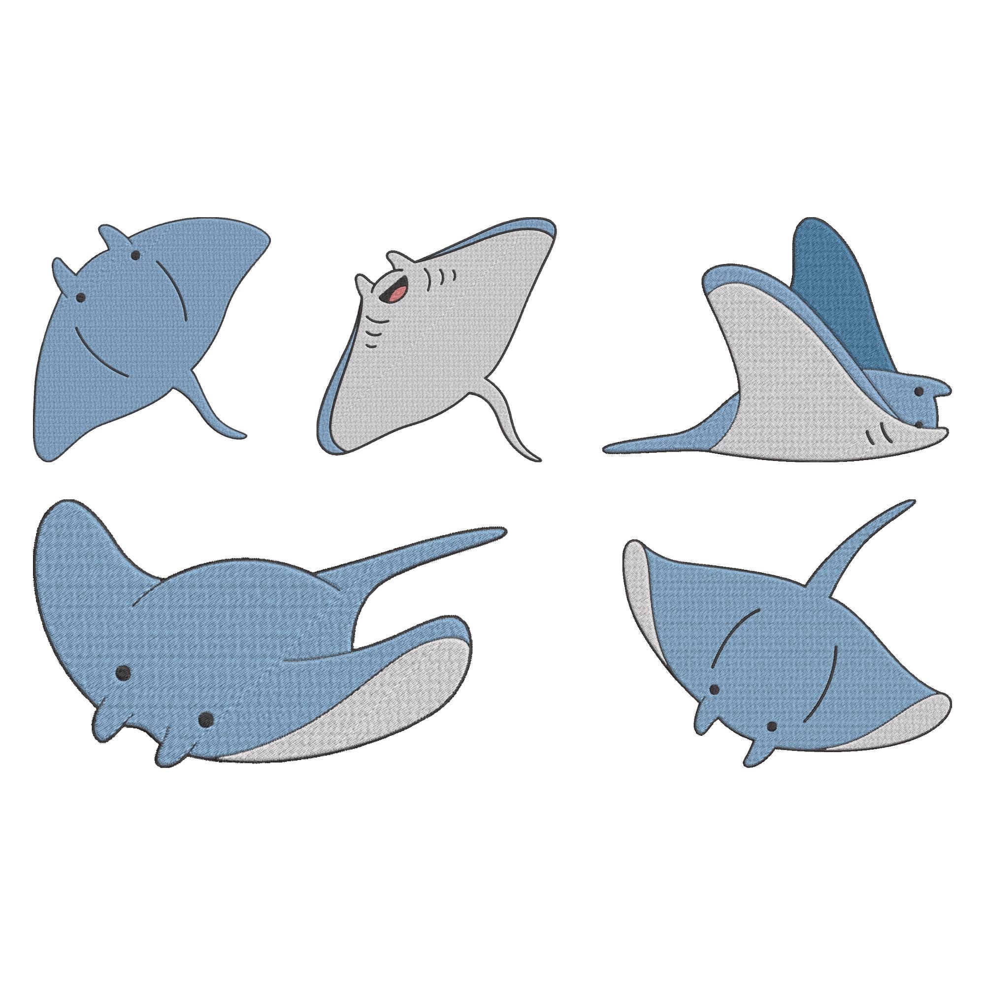 Manta Ray Embroidery Design, Manta Ray Machine Embroidery File, 5 ...