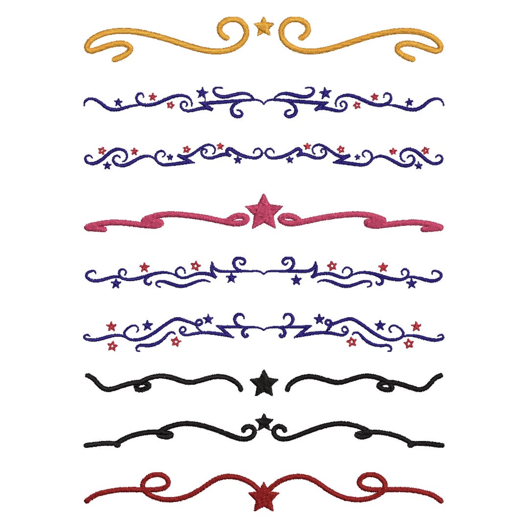 Decorative Divider Border Embroidery Design, Flourish Stitch Divider ...