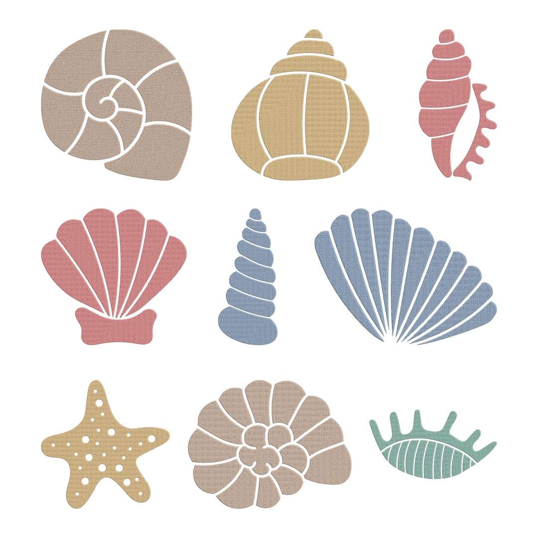 Seashell Beach Ocean Embroidery Design, Beach Shell Ocean Machine ...