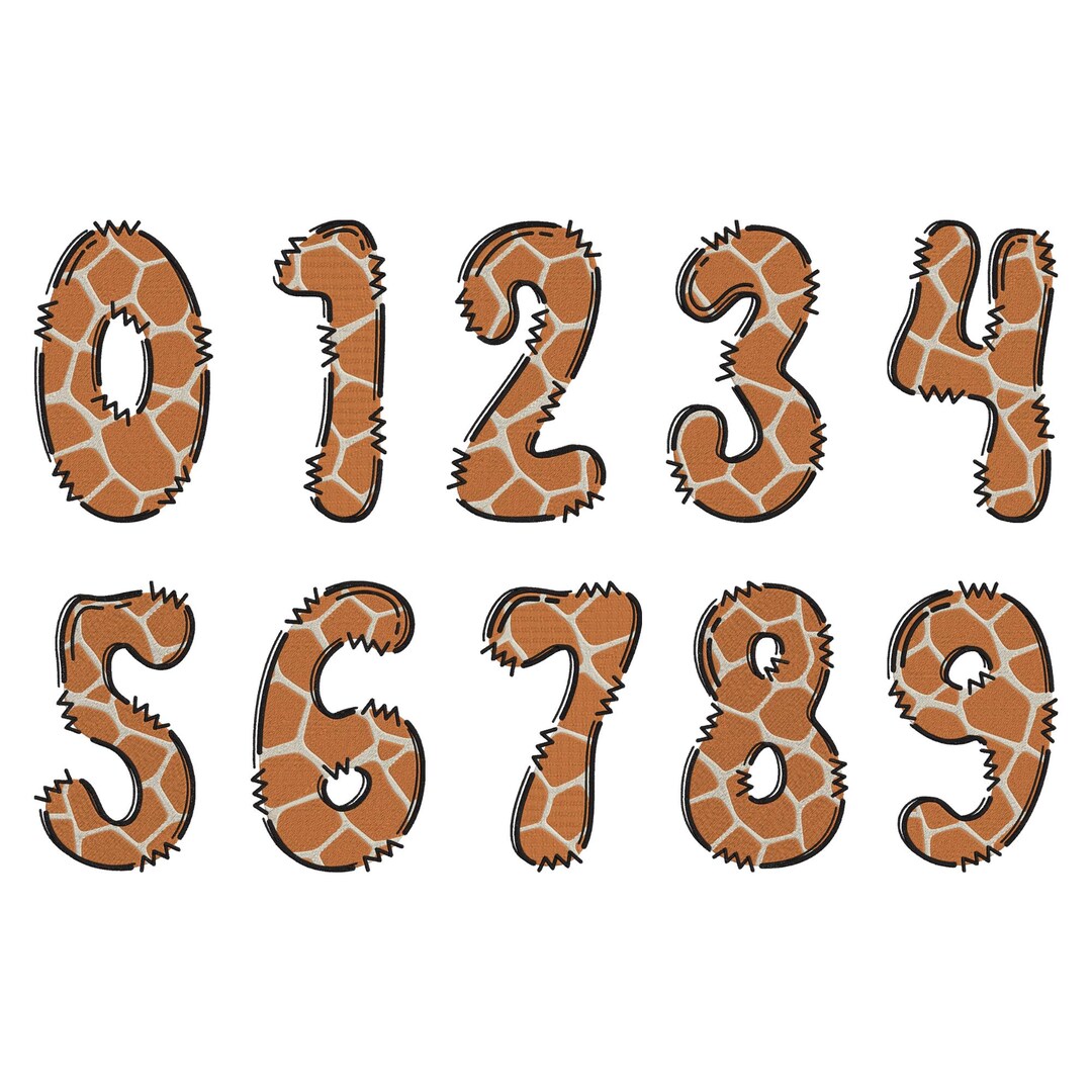 Giraffe Numbers Embroidery Design, Safari Animal Numbers Machine ...