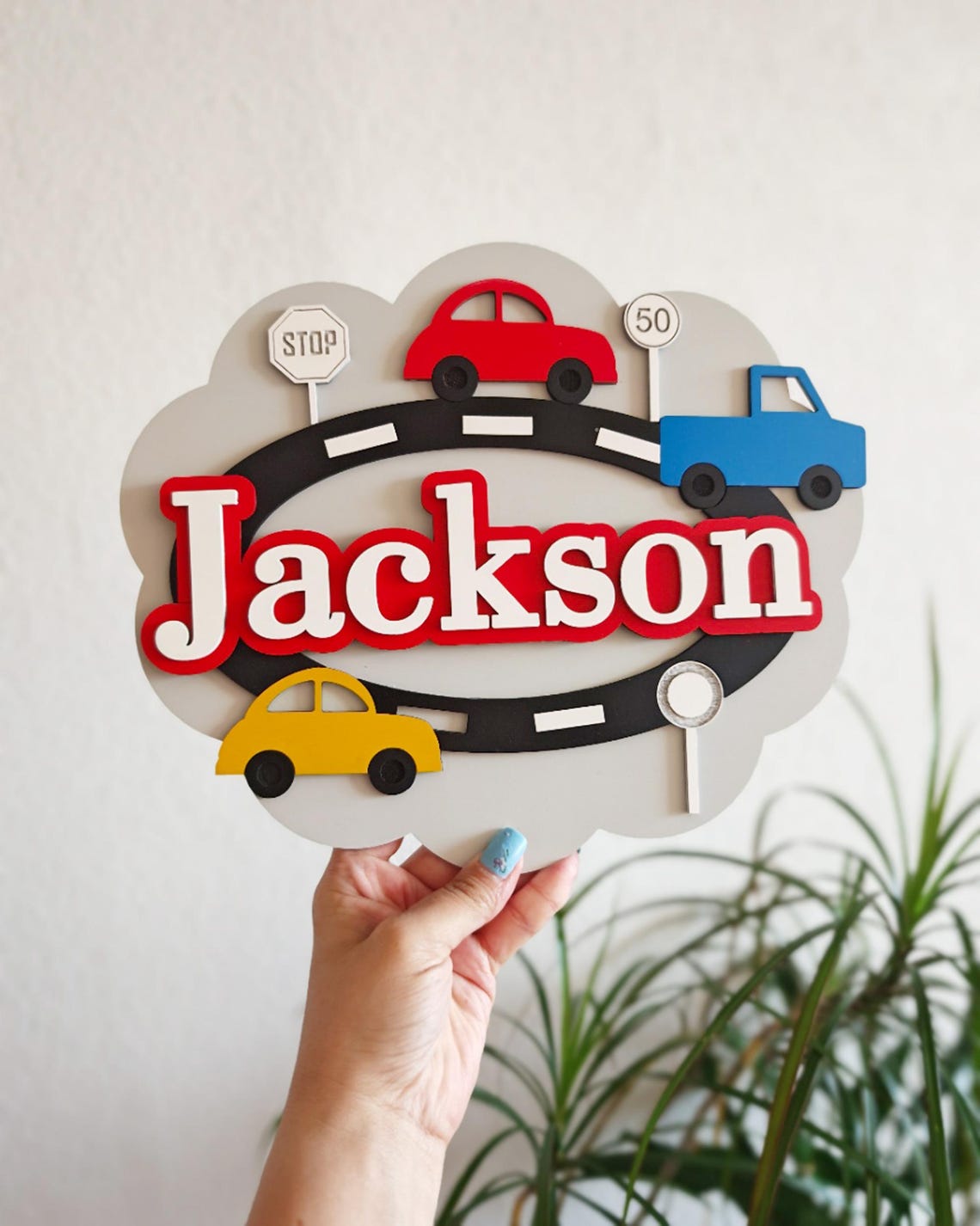 Car Themed Name Sign SVG: Laser Cut Wooden Wall Decor (digital File ...