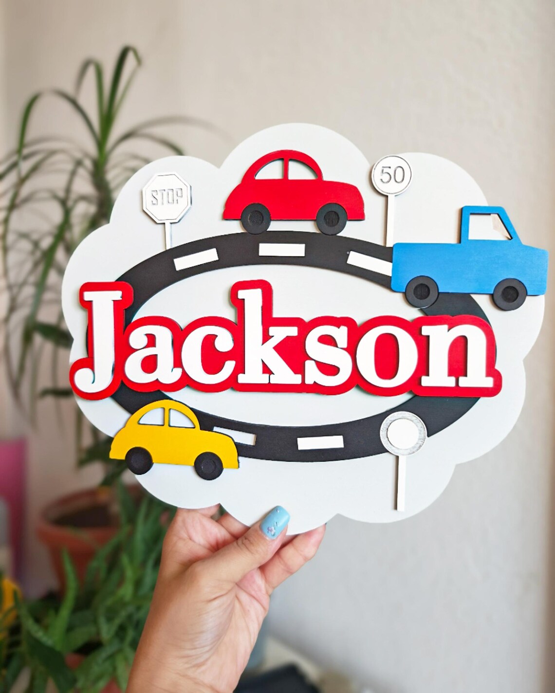 Car Themed Name Sign SVG: Laser Cut Wooden Wall Decor (digital File ...