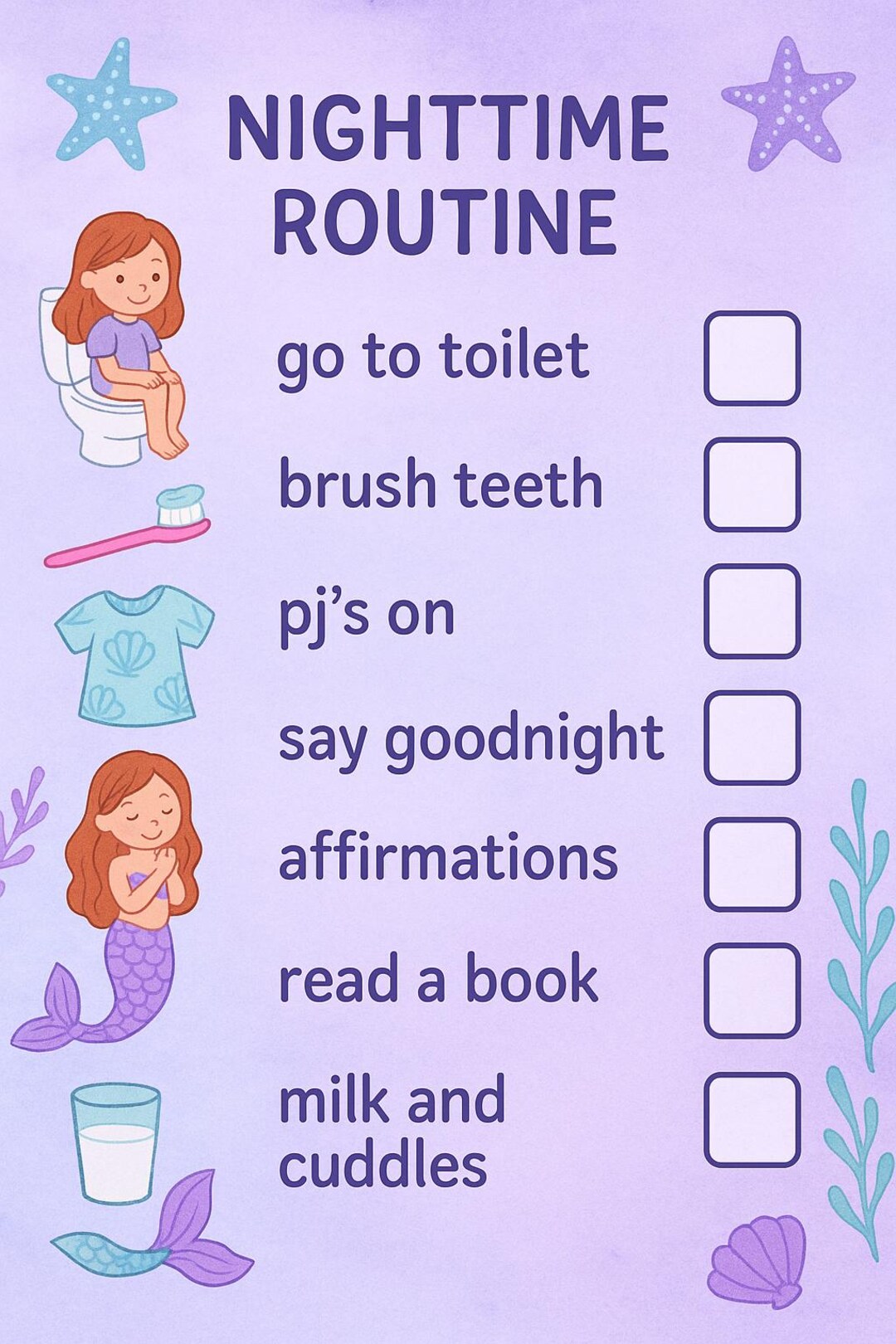 Bedtime Routinue Vision Board Mermaids or Dinosaurs - Etsy