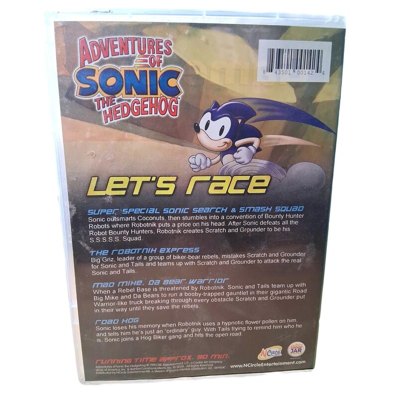Vtg 1993 Adventures of Sonic the Hedgehog Lets Race DVD 90 Minute ...