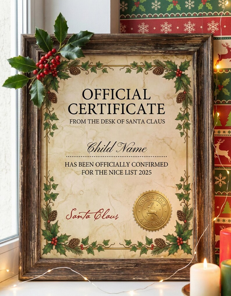 Official Santa Certificate 2025 | Editable Nice List Award (digital ...