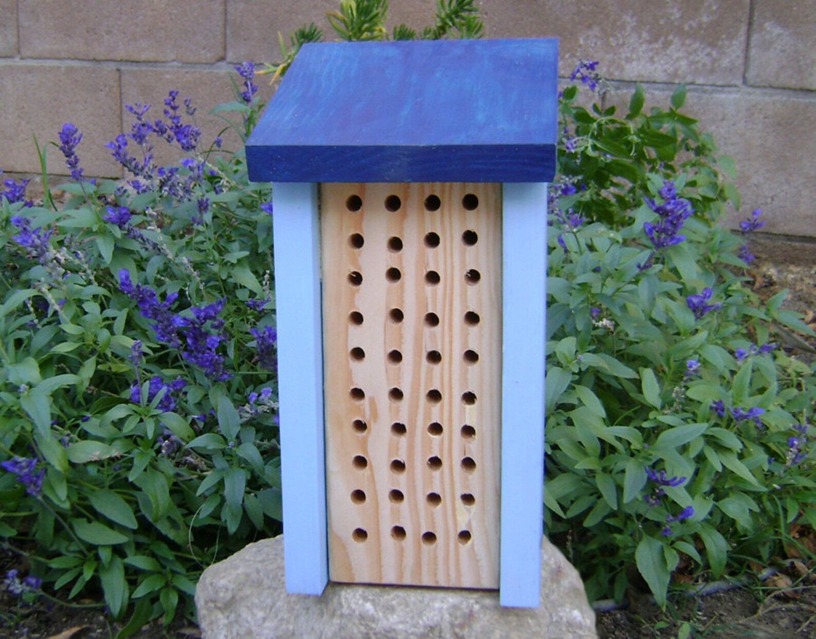 Solitary BEE HOUSE Blue Insect Hotel Handmade Made to - Etsy