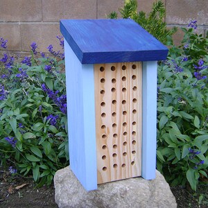 Solitary BEE HOUSE, Blue, Insect Hotel, Handmade, Made to Order - Etsy