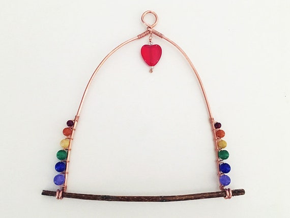 HUMMINGBIRD SWING Rainbow Beads With Red Heart Charm Hummer - Etsy