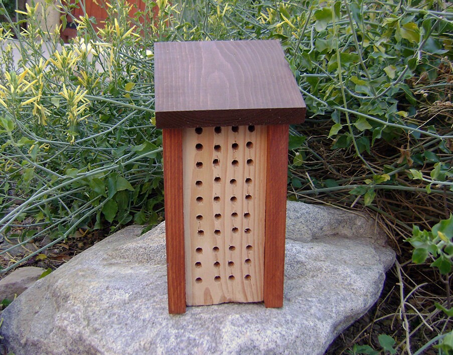Painted BEE HOUSE, Rust and Brown, Hand Made for Solitary Bees, Made to ...