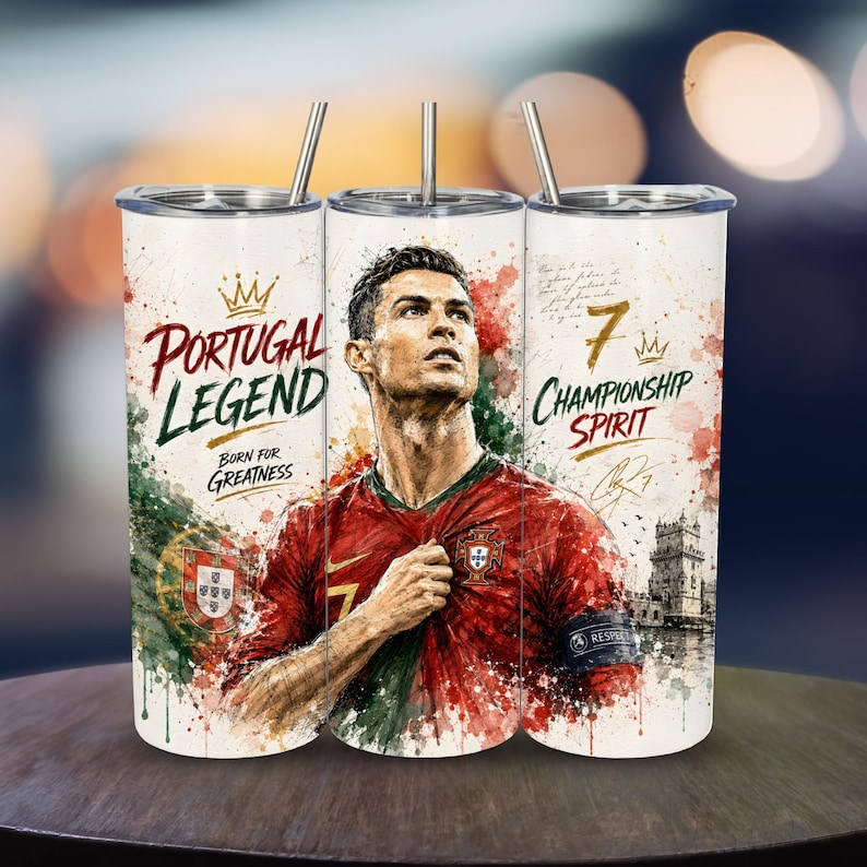 Ronaldo CR7 Tumbler Wrap Fifa World Cup 2026 20oz Skinny Sublimation ...