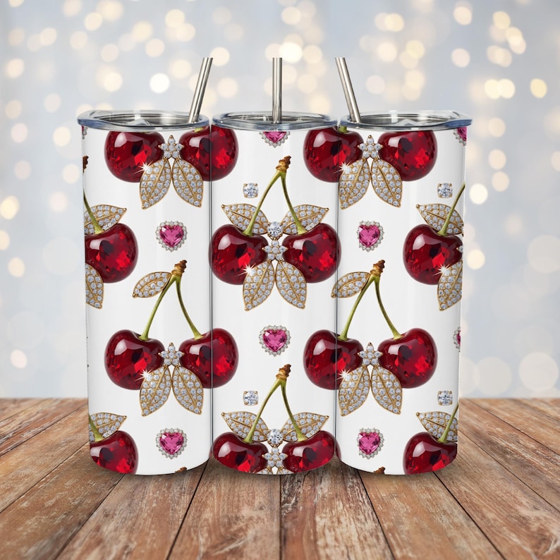 Cherry Bow Tumbler Wrap Red Coquette Cherries Tumbler Design for Her 20 ...