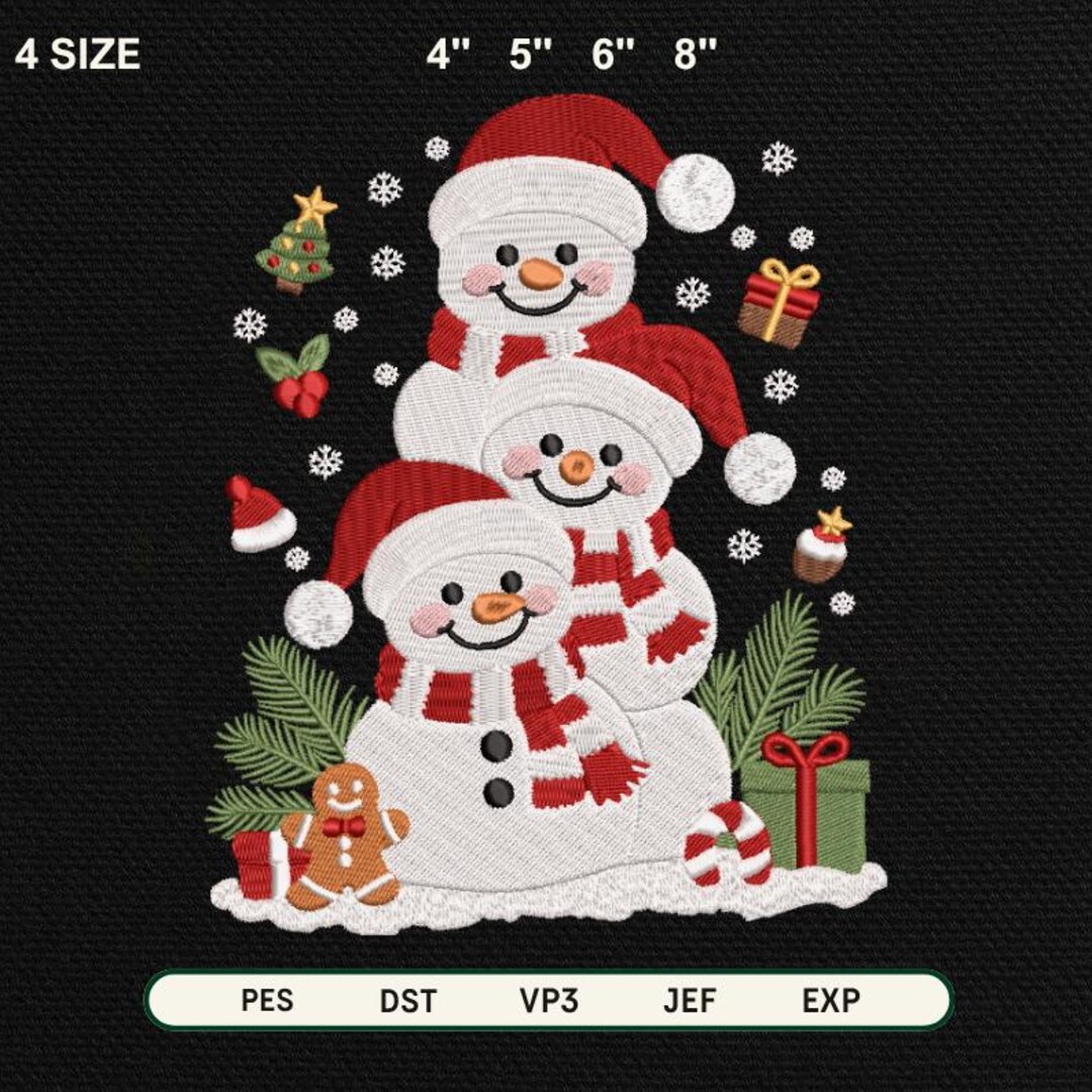 Snowman Embroidery Design, 4 Size, Instant Download - Etsy