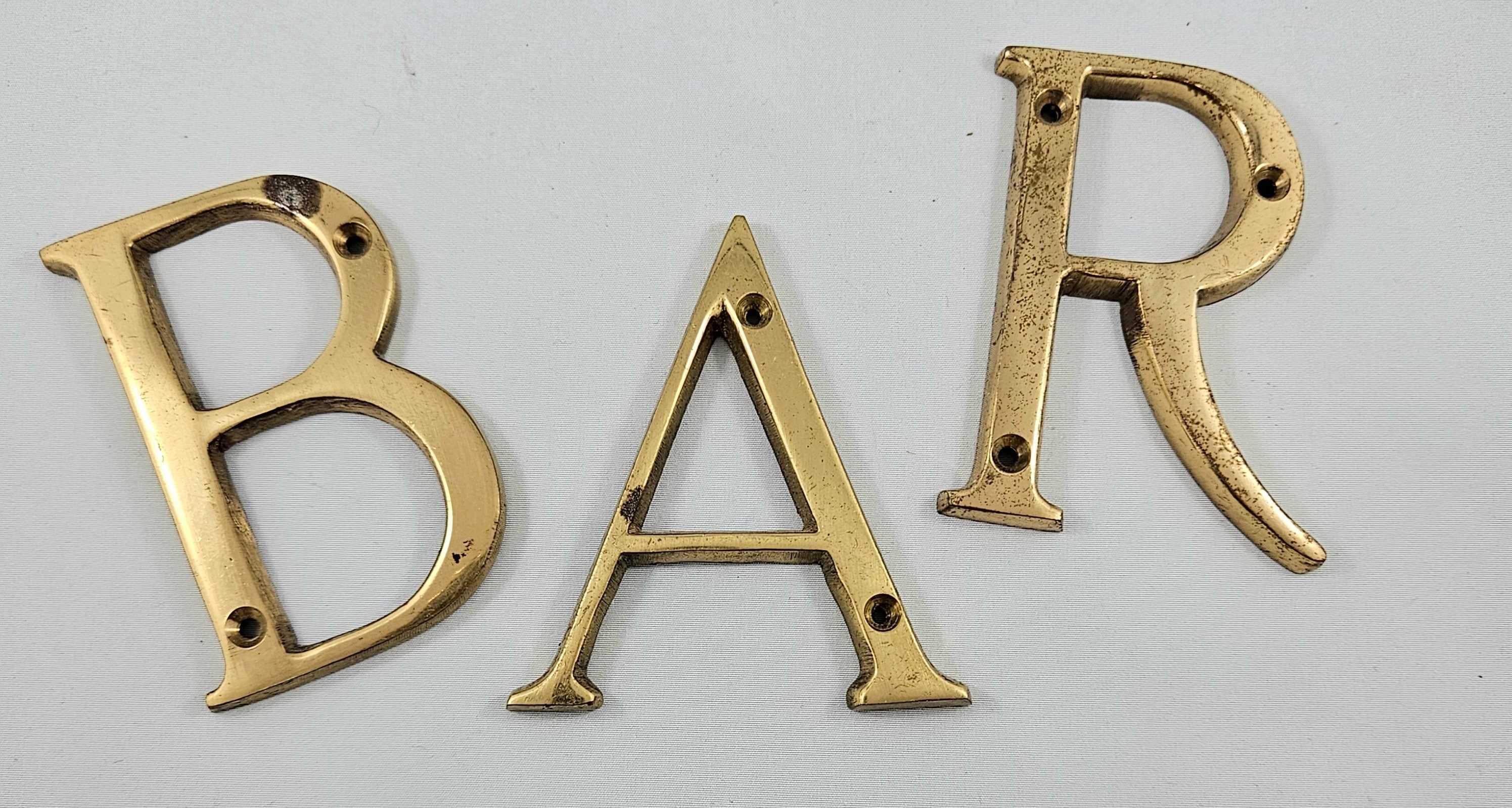 Vintage Brass Letters BAR B A R Sign for Decor - Etsy