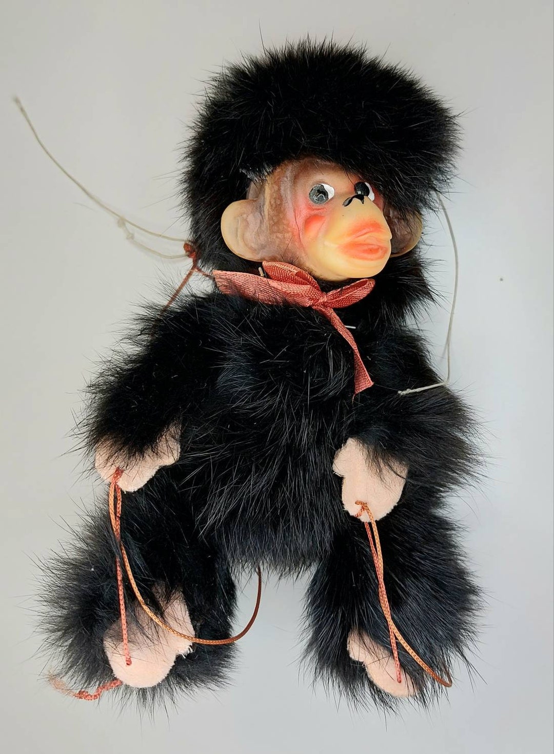 Vintage Rubber Face Real Fur Black Monkey Toy or Display Hanging - Etsy