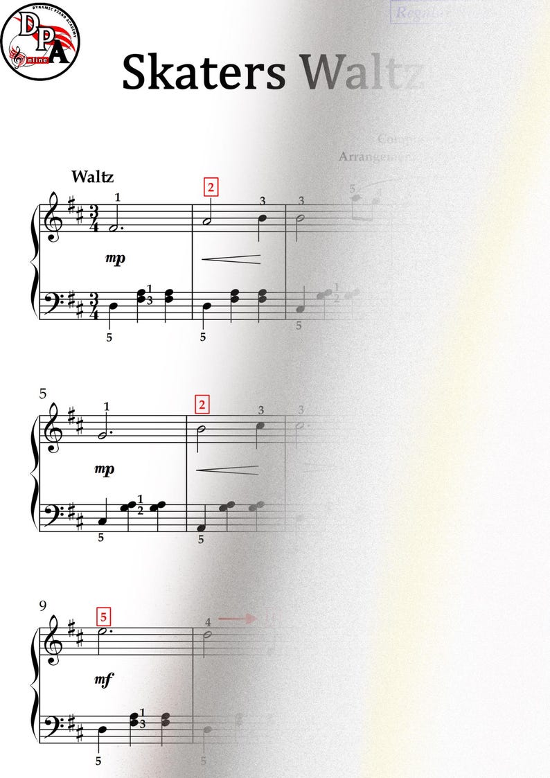 Skaters Waltz (ONLY Theme) - Piano Sheet Music Digital Download - Easy ...