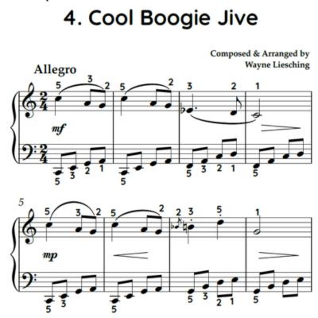 Easy Piano Boogie Jive Sheet Music - Digital Download - Etsy