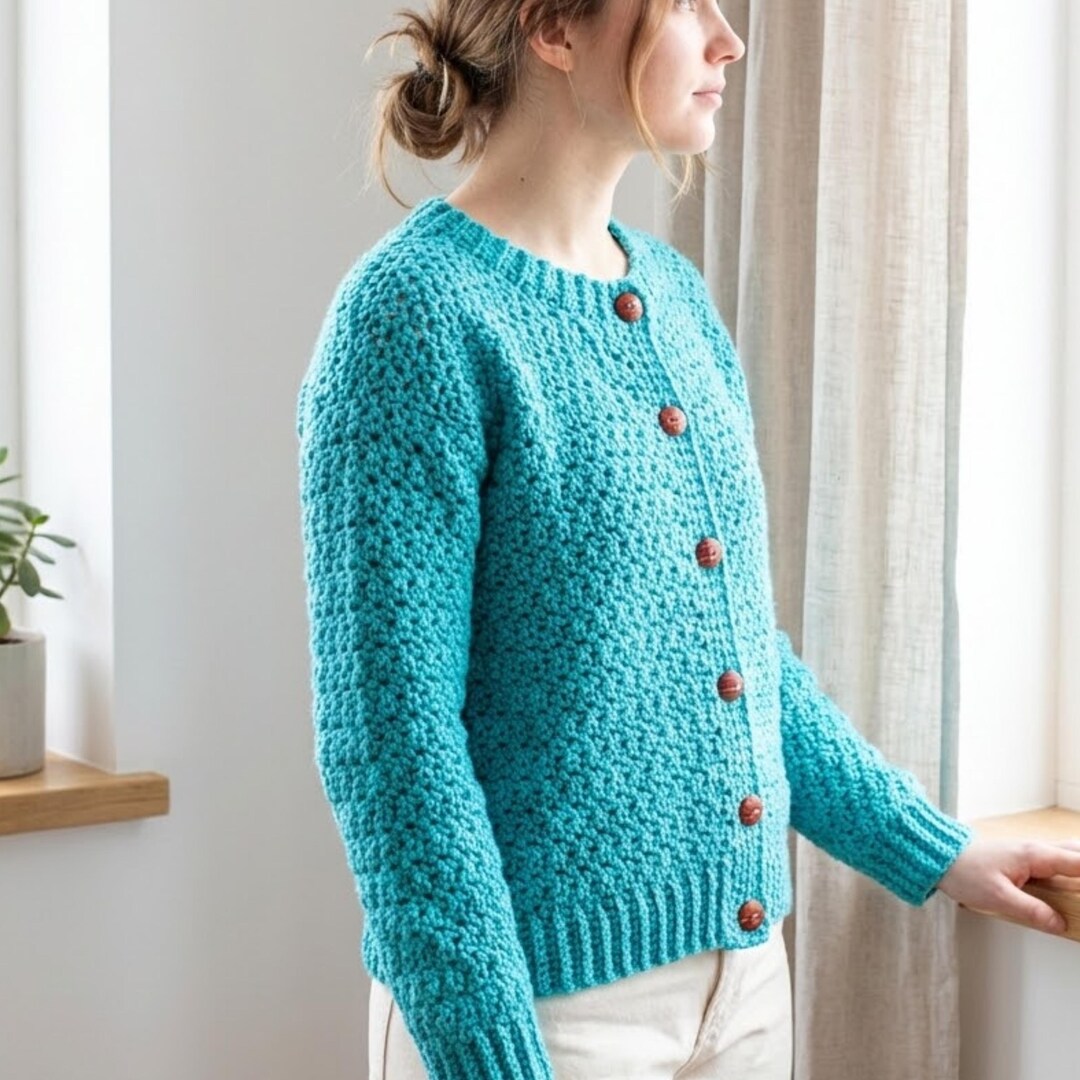 Textured Crochet Cardigan Pattern PDF | Unisex Button up Sweater | XS ...