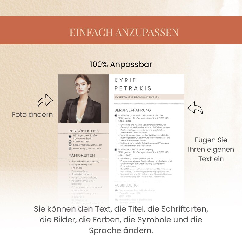 Professional German CV Template, Minimalist and Modern, for Word ...