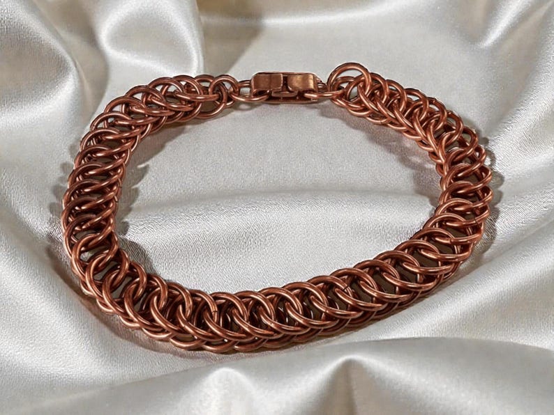 Solid Copper Bracelet • Persian 4-1 Chainmail • Handcrafted • Variety ...