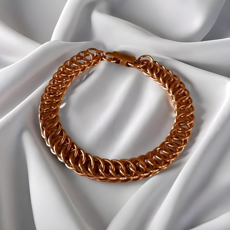 Solid Copper Bracelet • Persian 4-1 Chainmail • Handcrafted • Variety ...