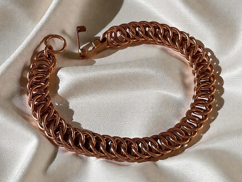 Solid Copper Bracelet • Persian 4-1 Chainmail • Handcrafted • Variety ...