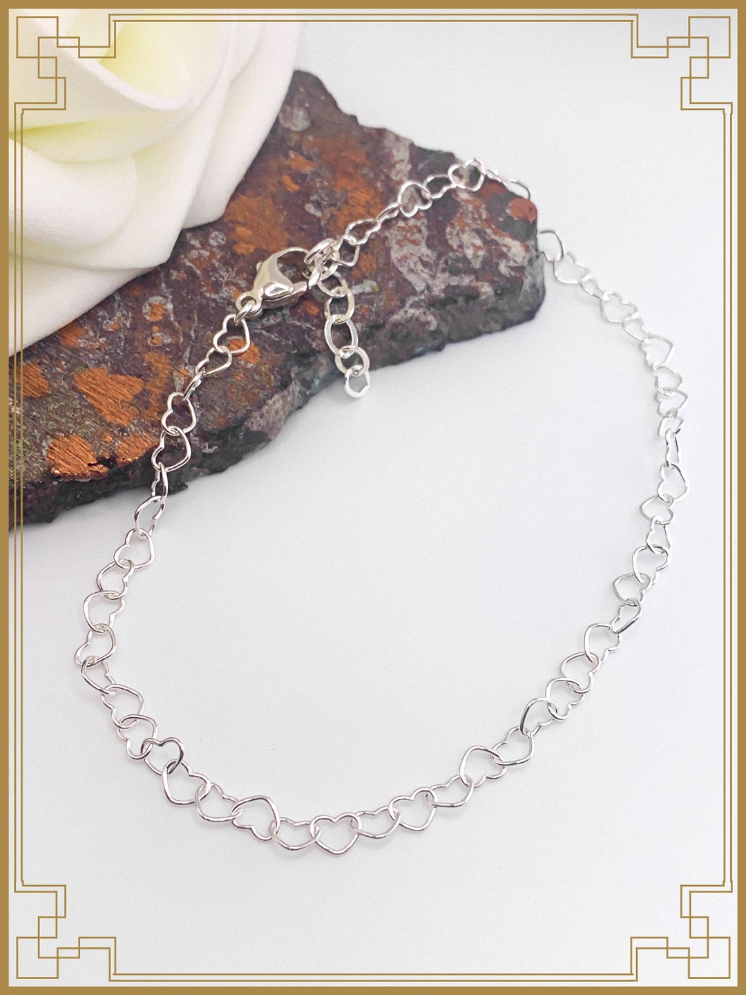 Heart Ankle Bracelet Sterling Silver 4x5mm Heart Chain Ankle Bracelet ...