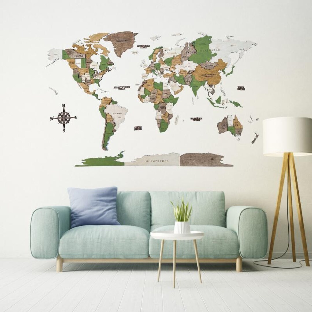 Handmade 3D Wooden World Map “green Olive” - Etsy