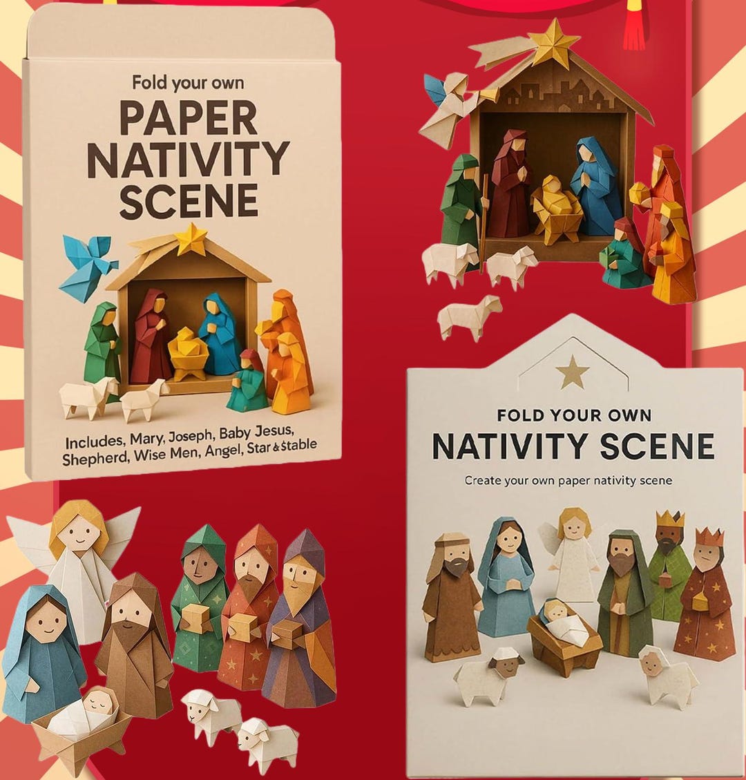 DIY Paper Nativity Scene Kit | Christmas Holy Family Craft | Foldable ...