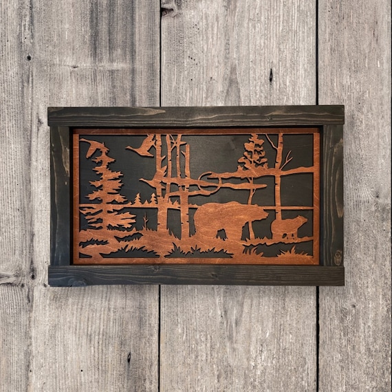 Rustic Bear Home Decor Rustic Log Cabin Home Decor Bear in | Etsy