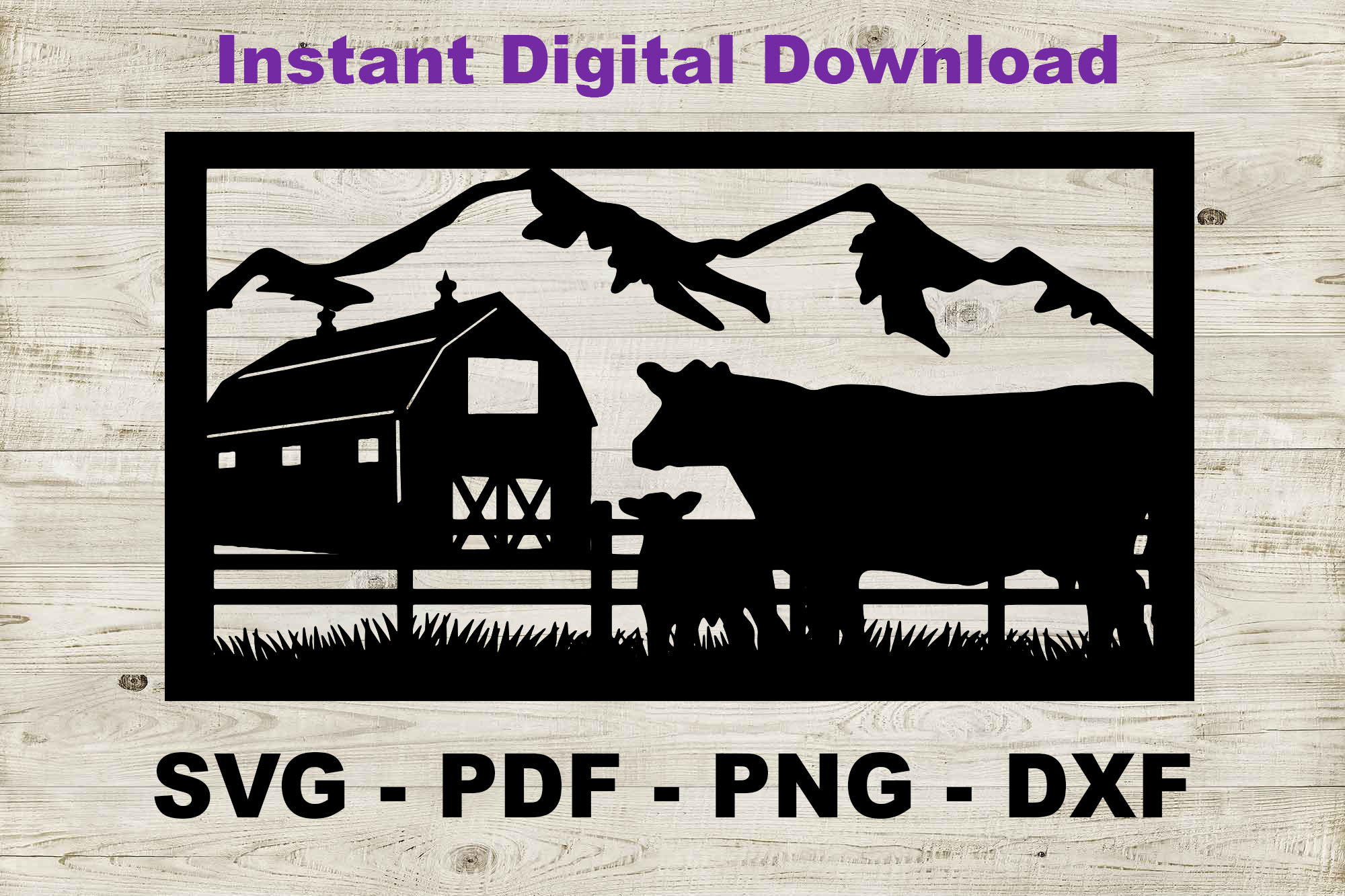 Farm Scene With Cow and Barn SVG, Digital Download, Scene for Cutting ...